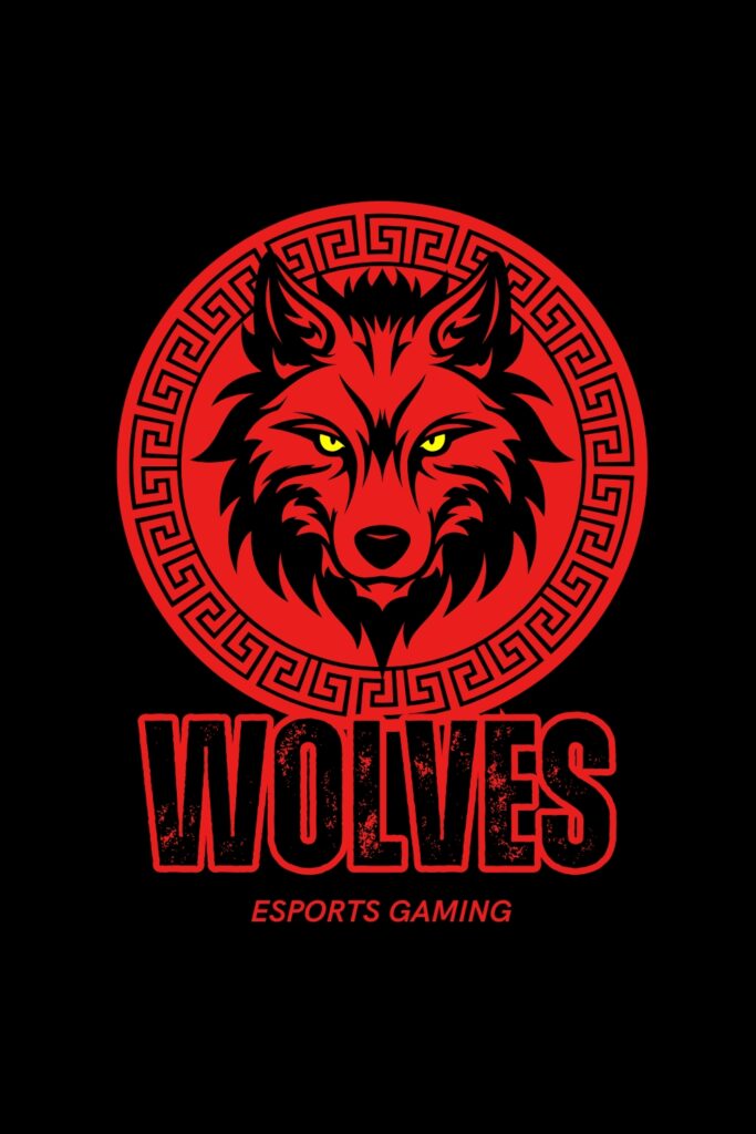 Red and Black Illustrative Wolf Gaming Logo - MasterBundles
