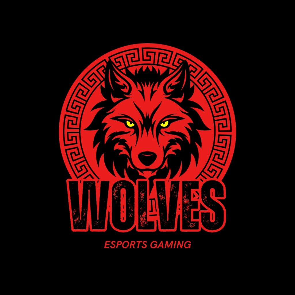 Red and Black Illustrative Wolf Gaming Logo - MasterBundles
