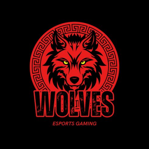 Red and Black Illustrative Wolf Gaming Logo - MasterBundles