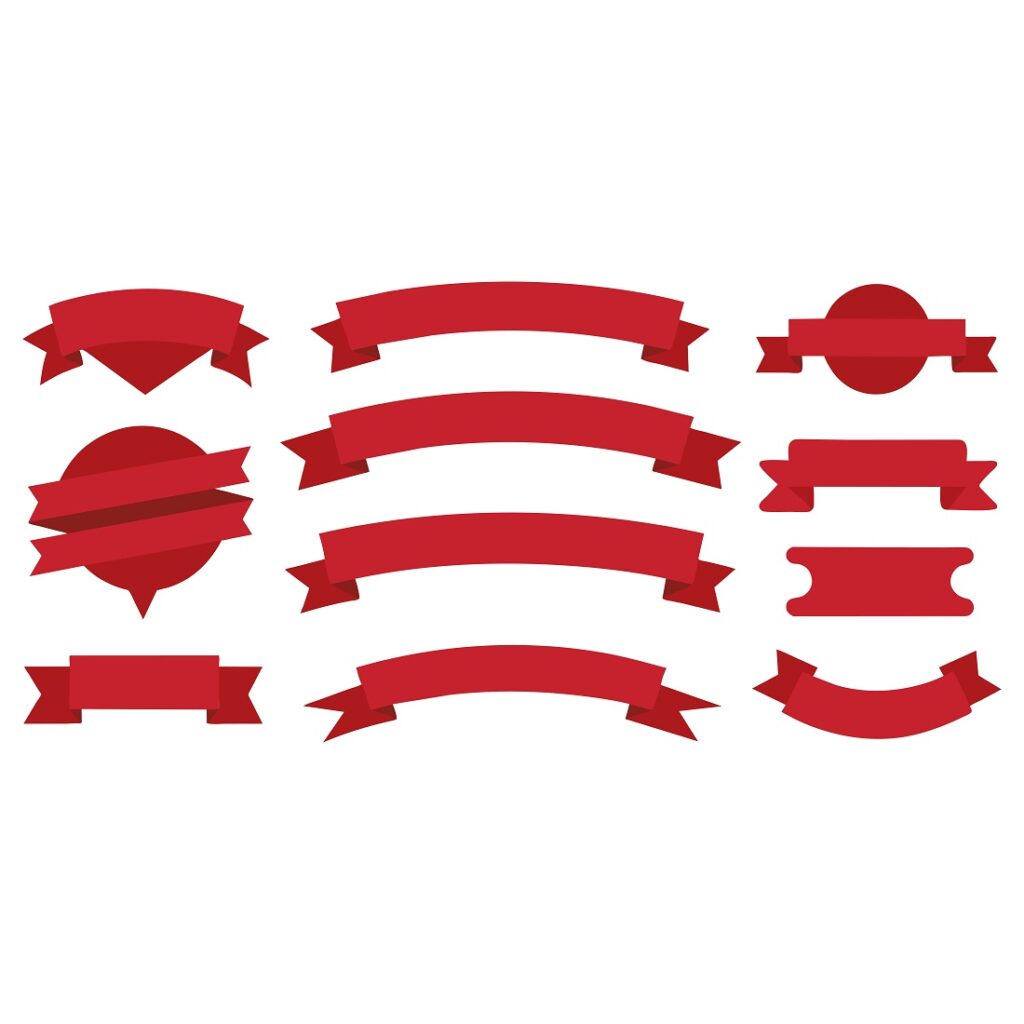 Red Ribbon Banner Vector Set. Flat Red Ribbon Banner Pack. - MasterBundles