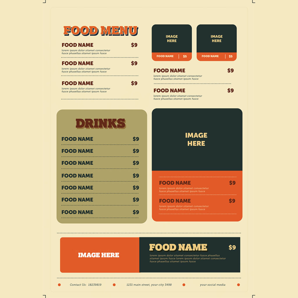 Retro Diner Menu Layout – Classic American Style with a Vintage Twist ...