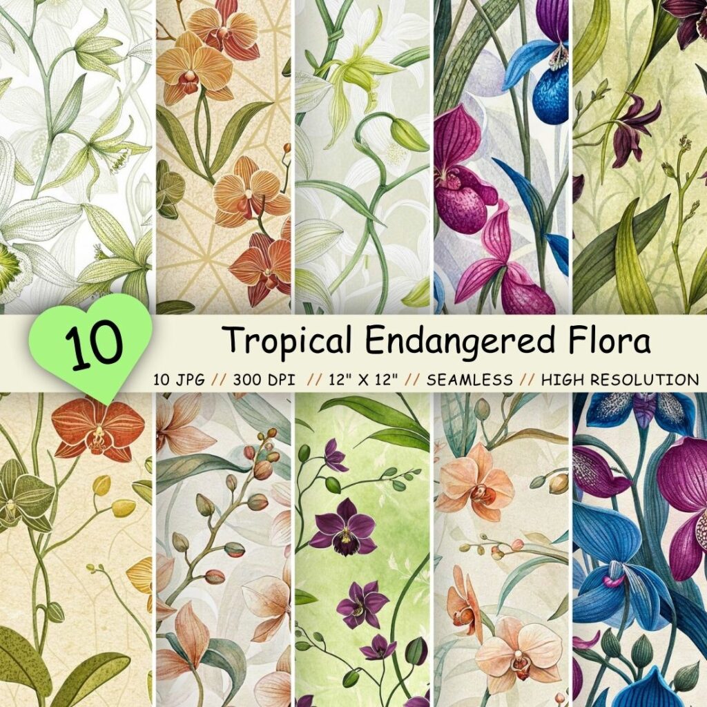 Tropical Endangered Flora Seamless Pattern – Rare Orchids ...