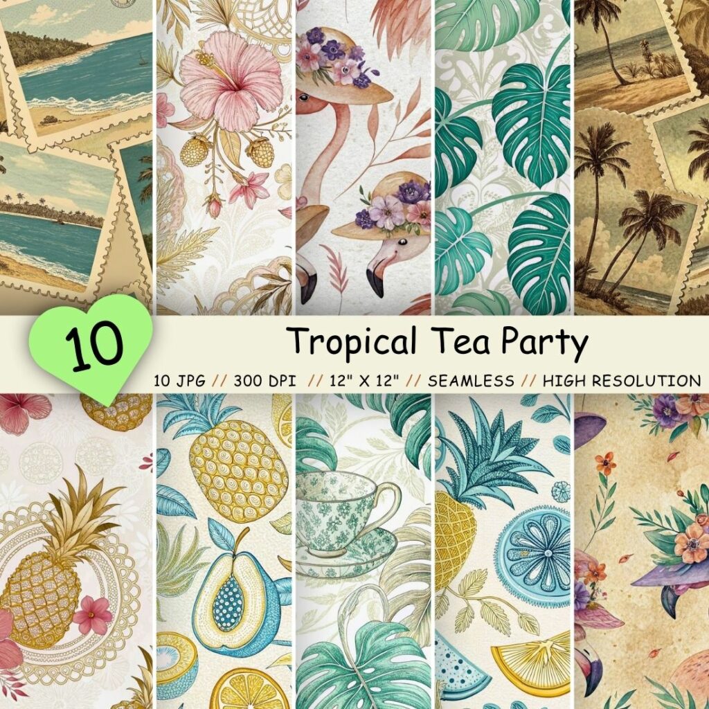 Tropical Tea Party Seamless Pattern – Delicate Hibiscus & Lace ...