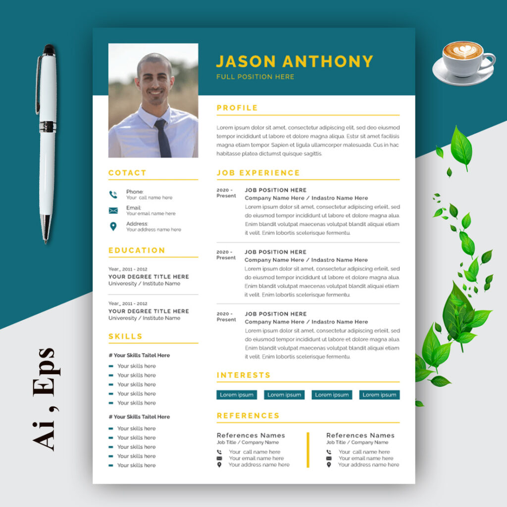 Resume Layout with Border - MasterBundles