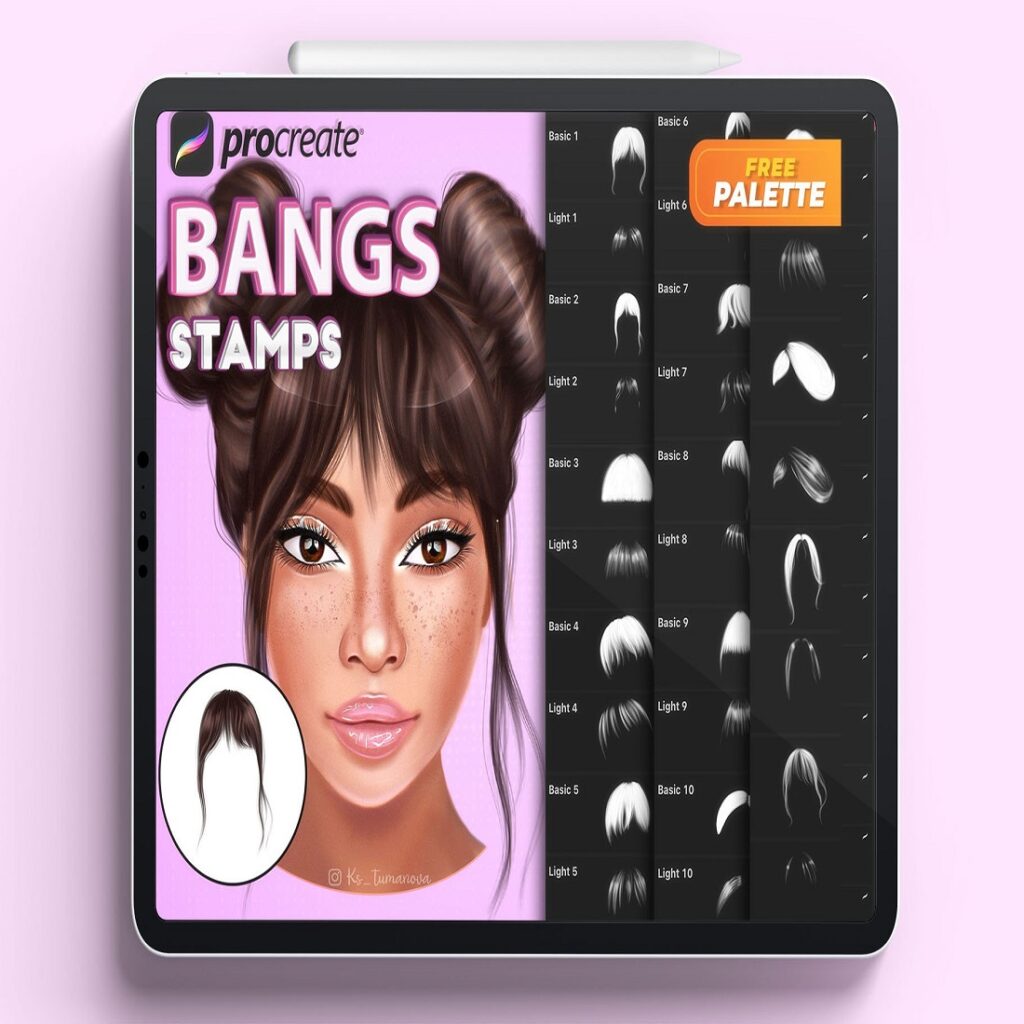 Procreate curly brushes. Procreate wavy hair brush. - MasterBundles