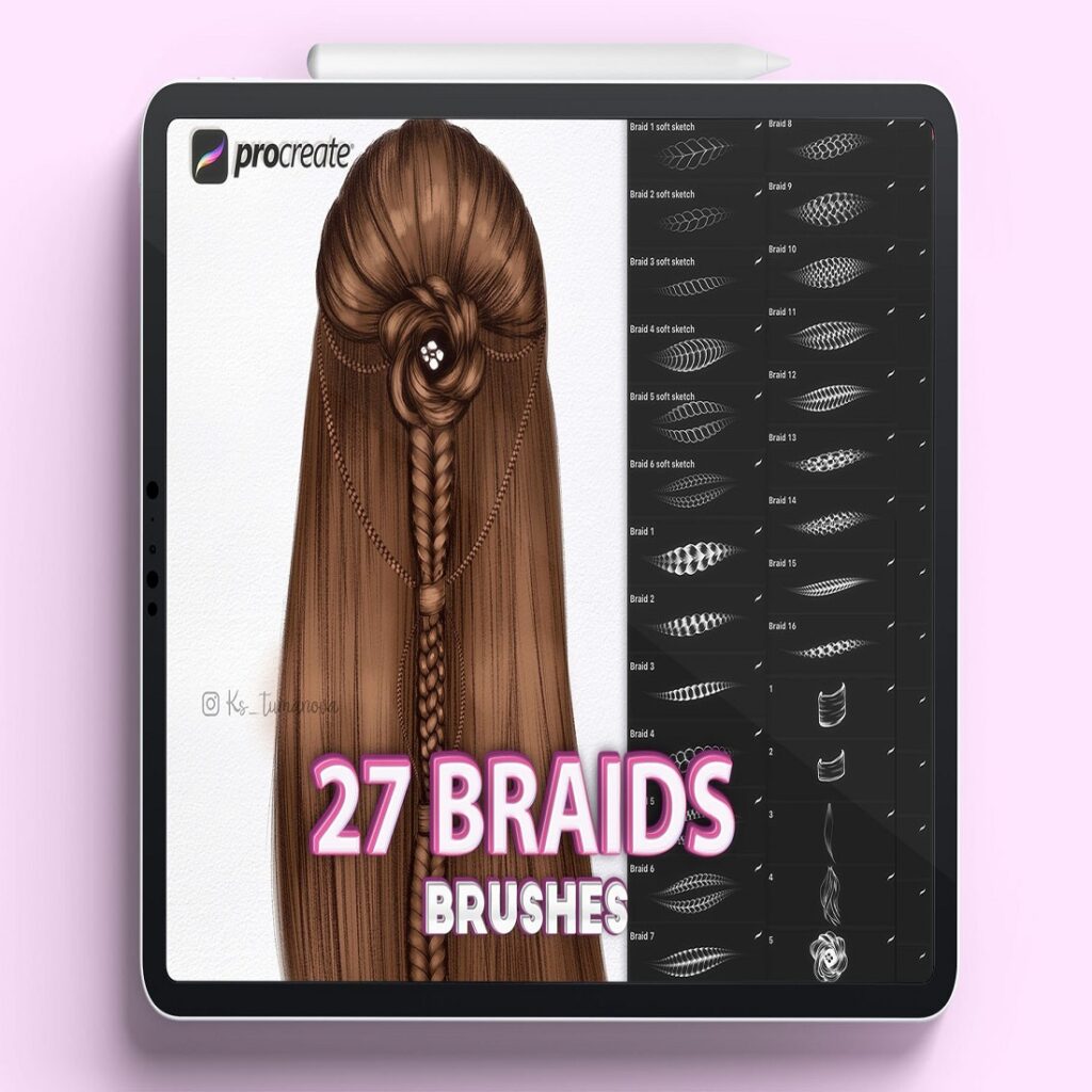 Procreate braids, twists brushes - MasterBundles