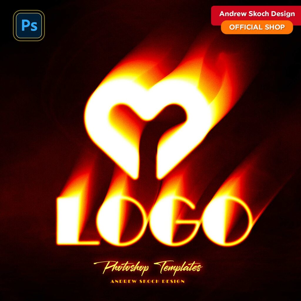 Flaming Logo Photoshop Mockup - MasterBundles