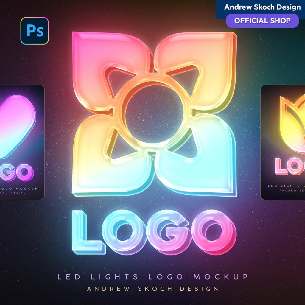 LED Logo Photoshop Mockup - MasterBundles