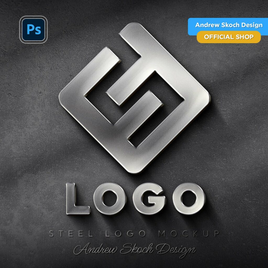 Steel Logo Photoshop Mockup - MasterBundles