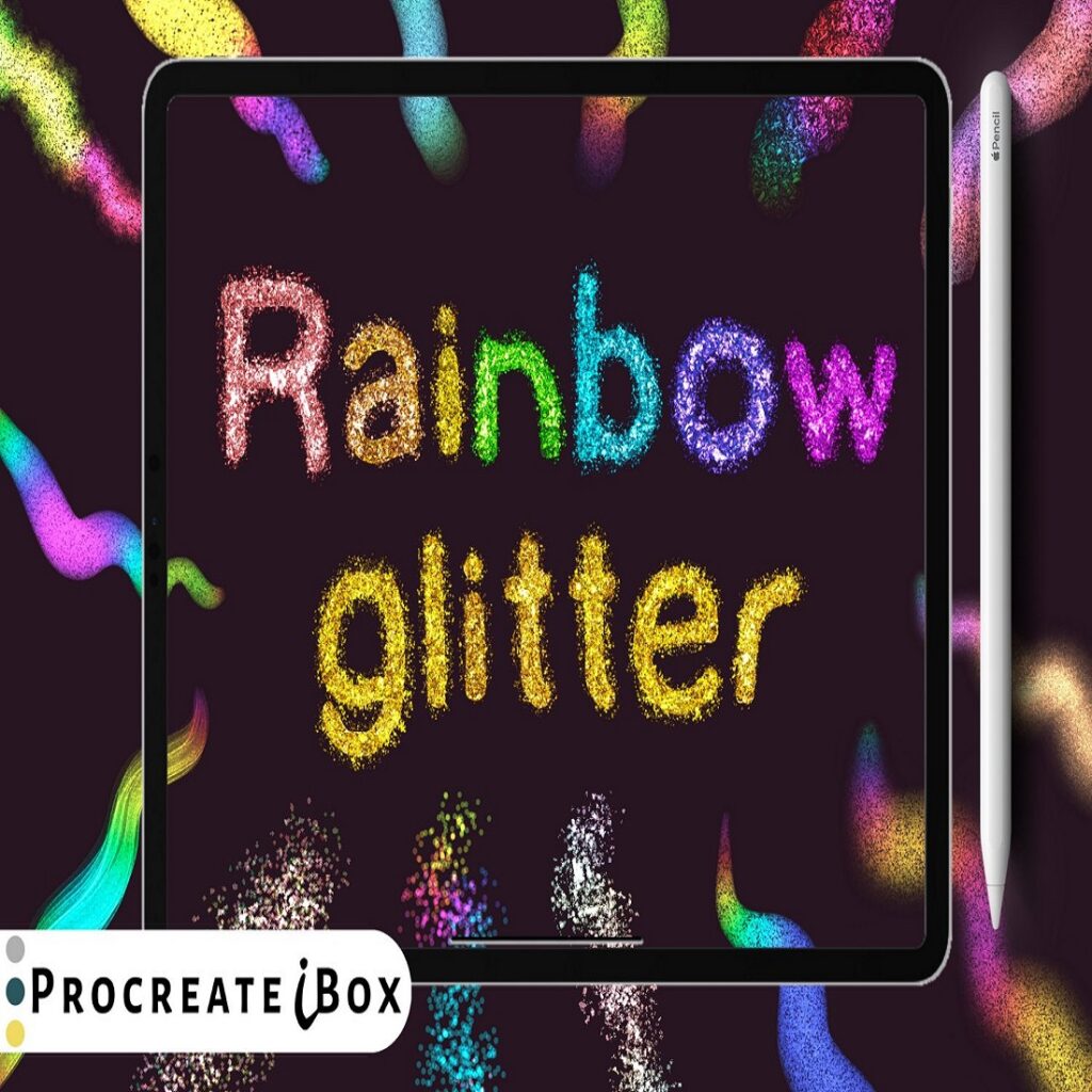 Rainbow Gold glitter procreate brushes - MasterBundles