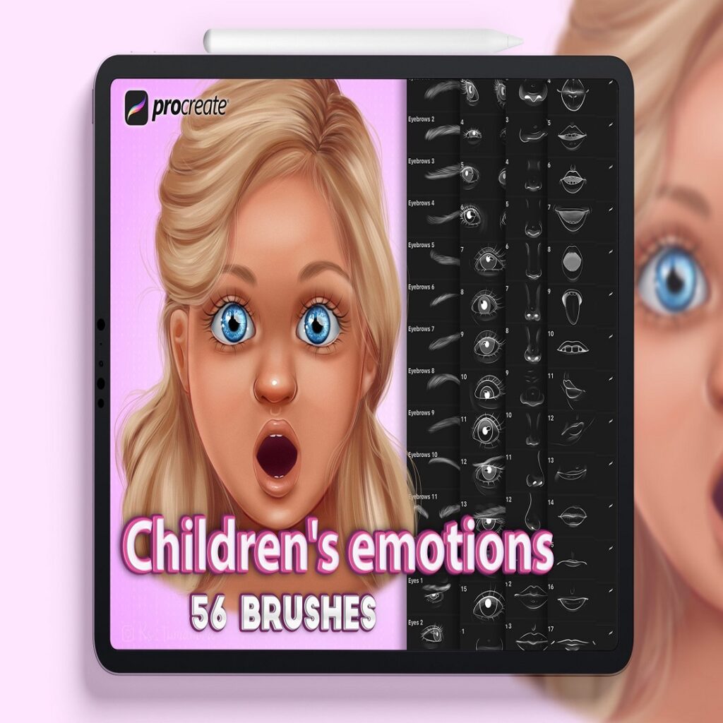 Procreate children's portrait brushes - MasterBundles
