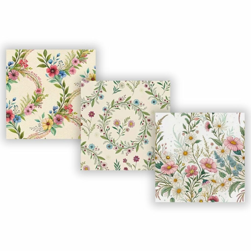 Wildflower Garland Borders Pattern, Seamless Digital Paper - MasterBundles