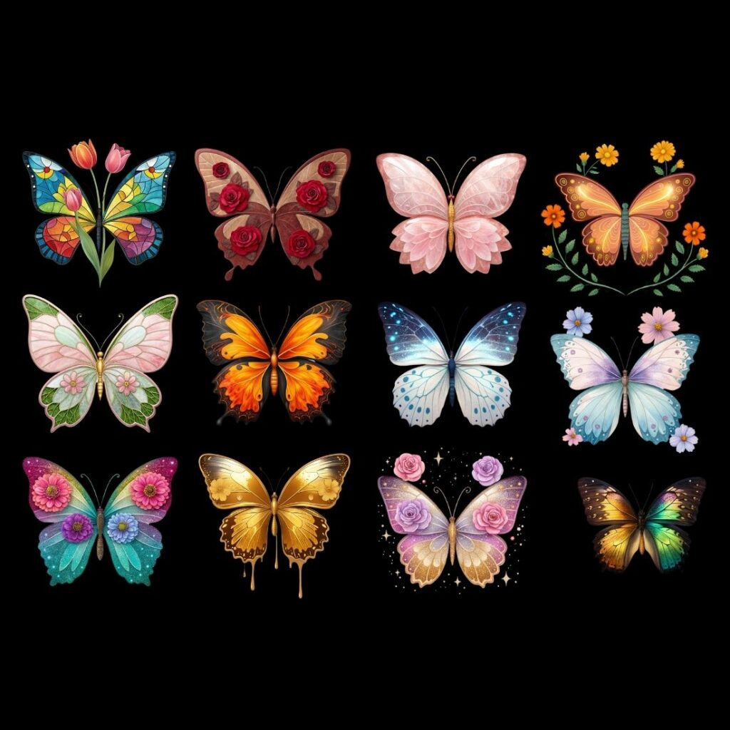 Whimsical Butterfly Garden Watercolor Clipart Bundle - MasterBundles