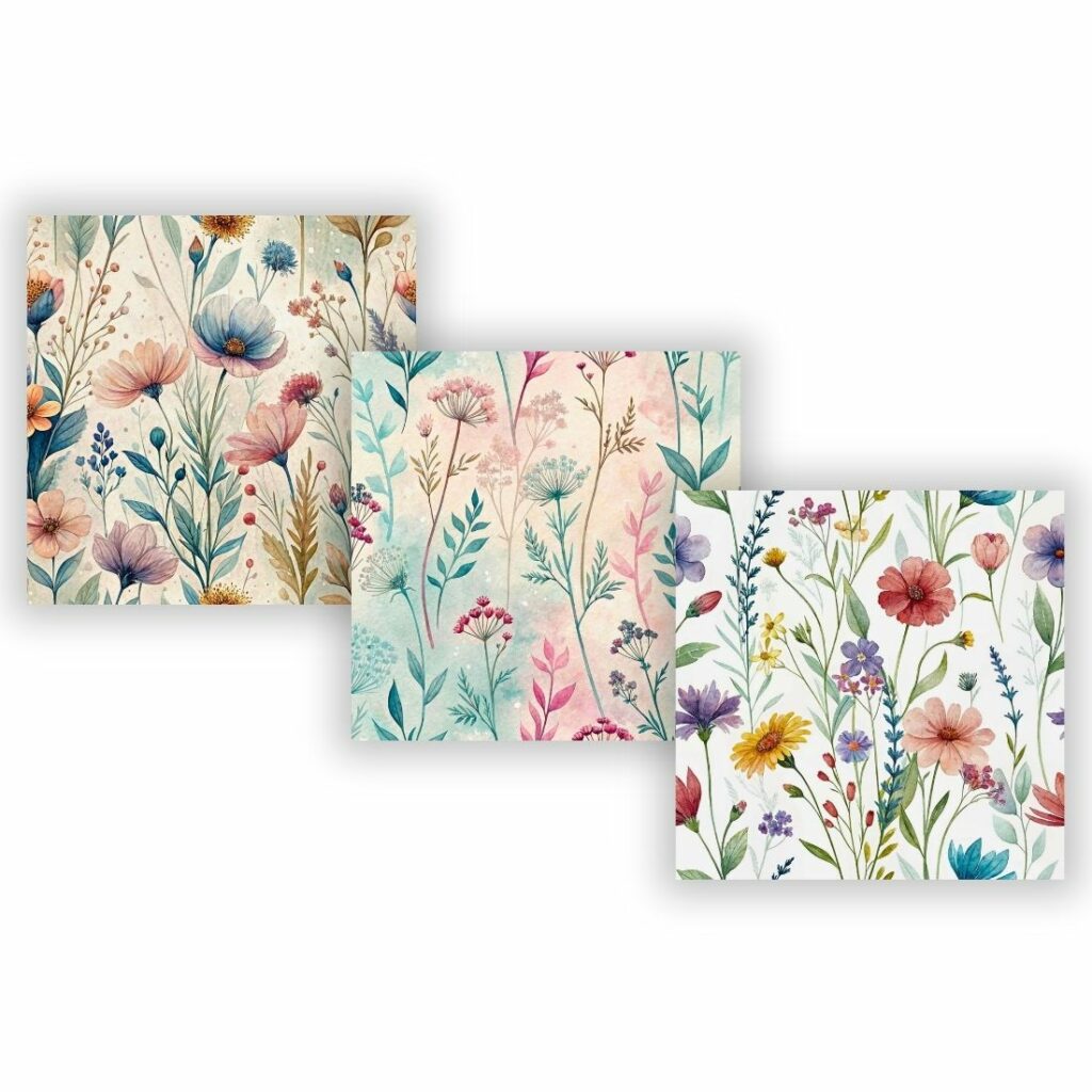 Wildflower Watercolor Wash Patterns, Seamless Digital Paper - MasterBundles