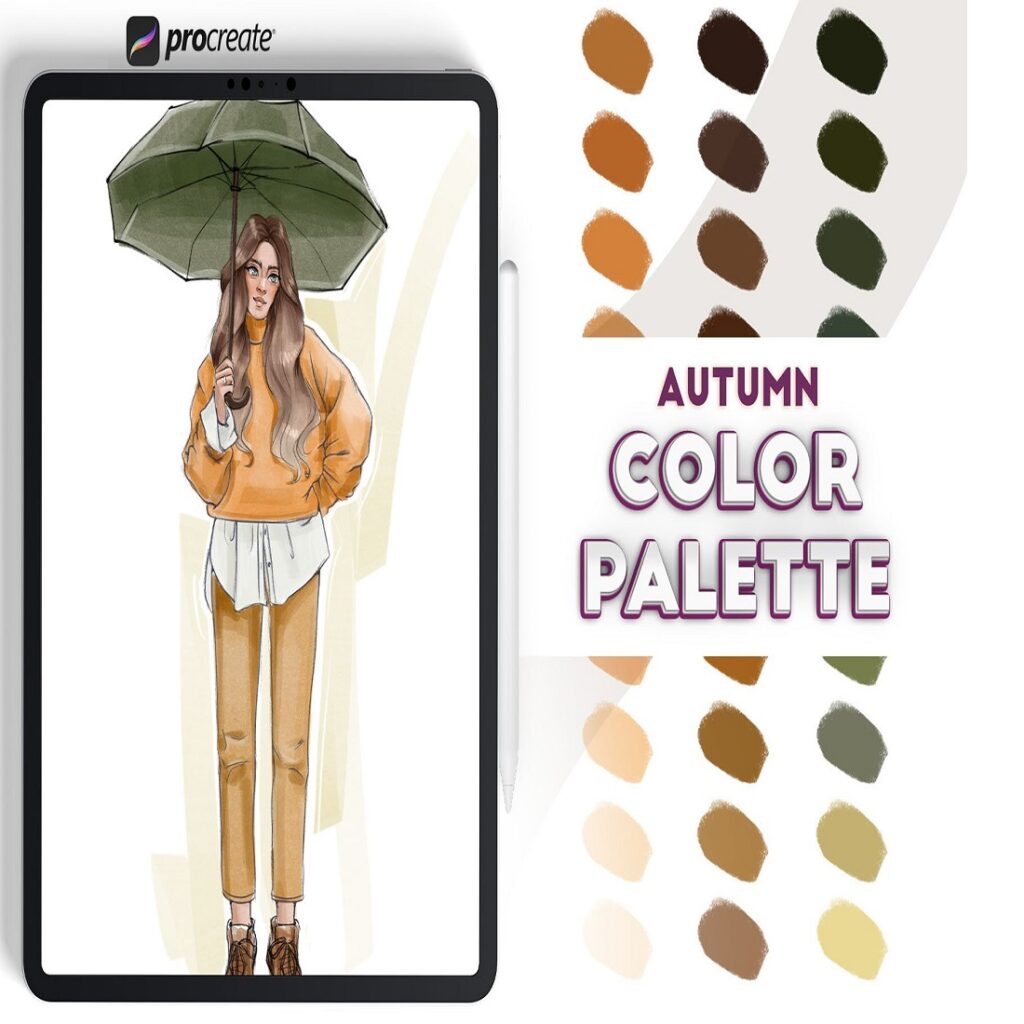Procreate autumn color swatches. Color palette - MasterBundles