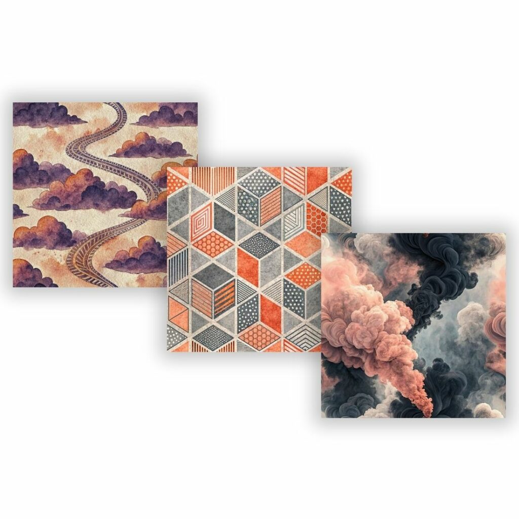 Industrial Smog Sunset Seamless Pattern – Gray-Pink Pollution Gradients ...
