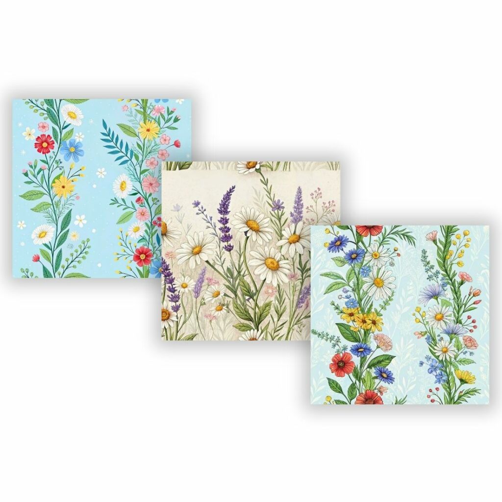 Wildflower Garland Borders Pattern, Seamless Digital Paper - MasterBundles