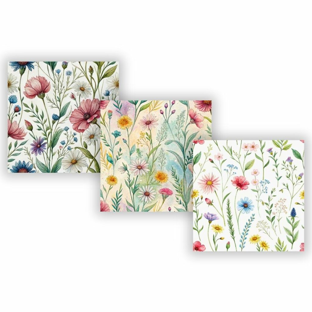 Wildflower Watercolor Wash Patterns, Seamless Digital Paper - MasterBundles