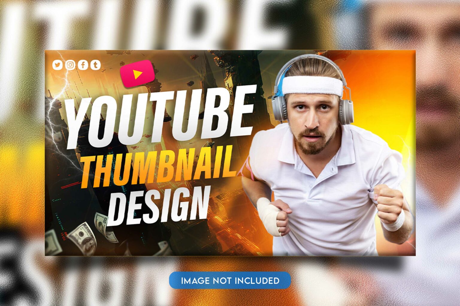 10 PSD Modern glow effect youtube video thumbnail template design fully ...
