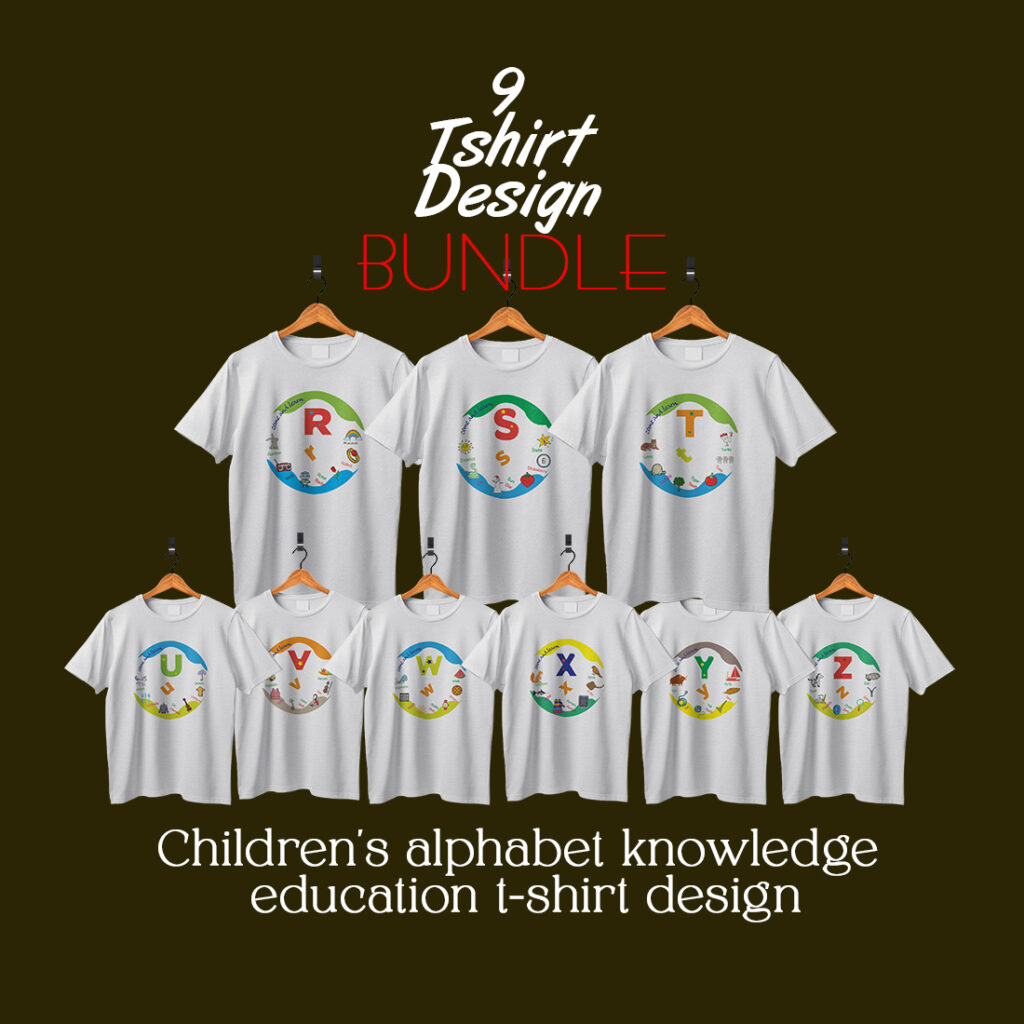 Children’s alphabet knowledge education t-shirt design Bundle 3 ...