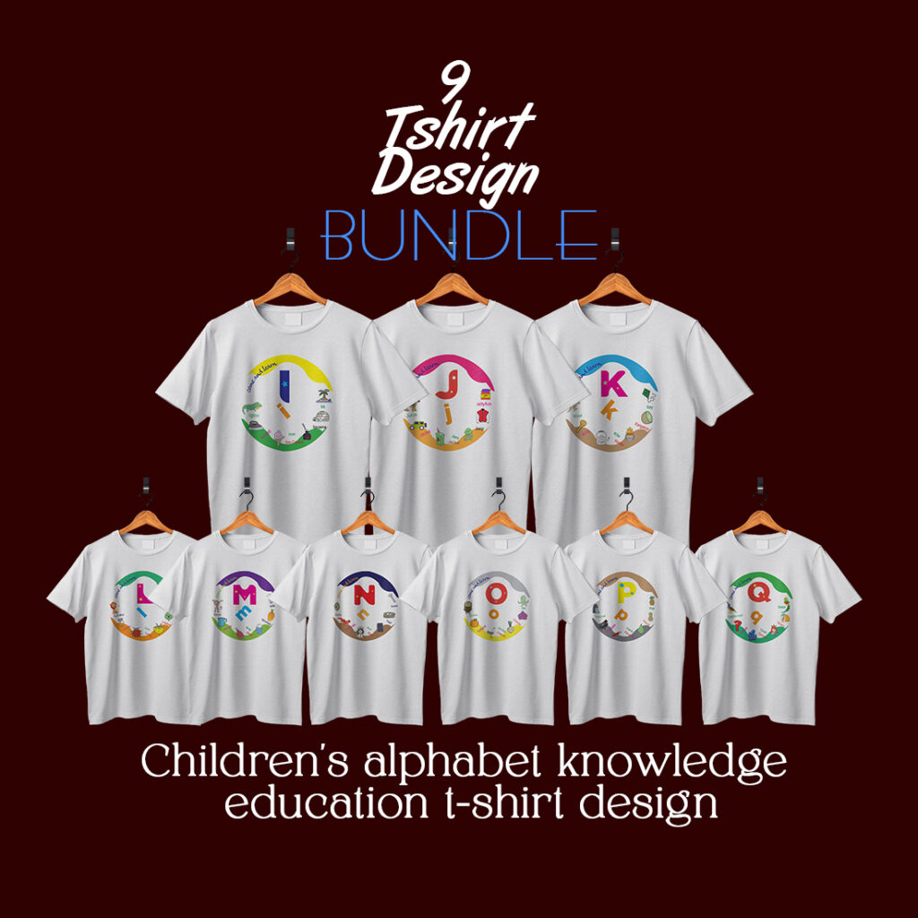 Children's alphabet knowledge education t-shirt design Bundle 2 ...