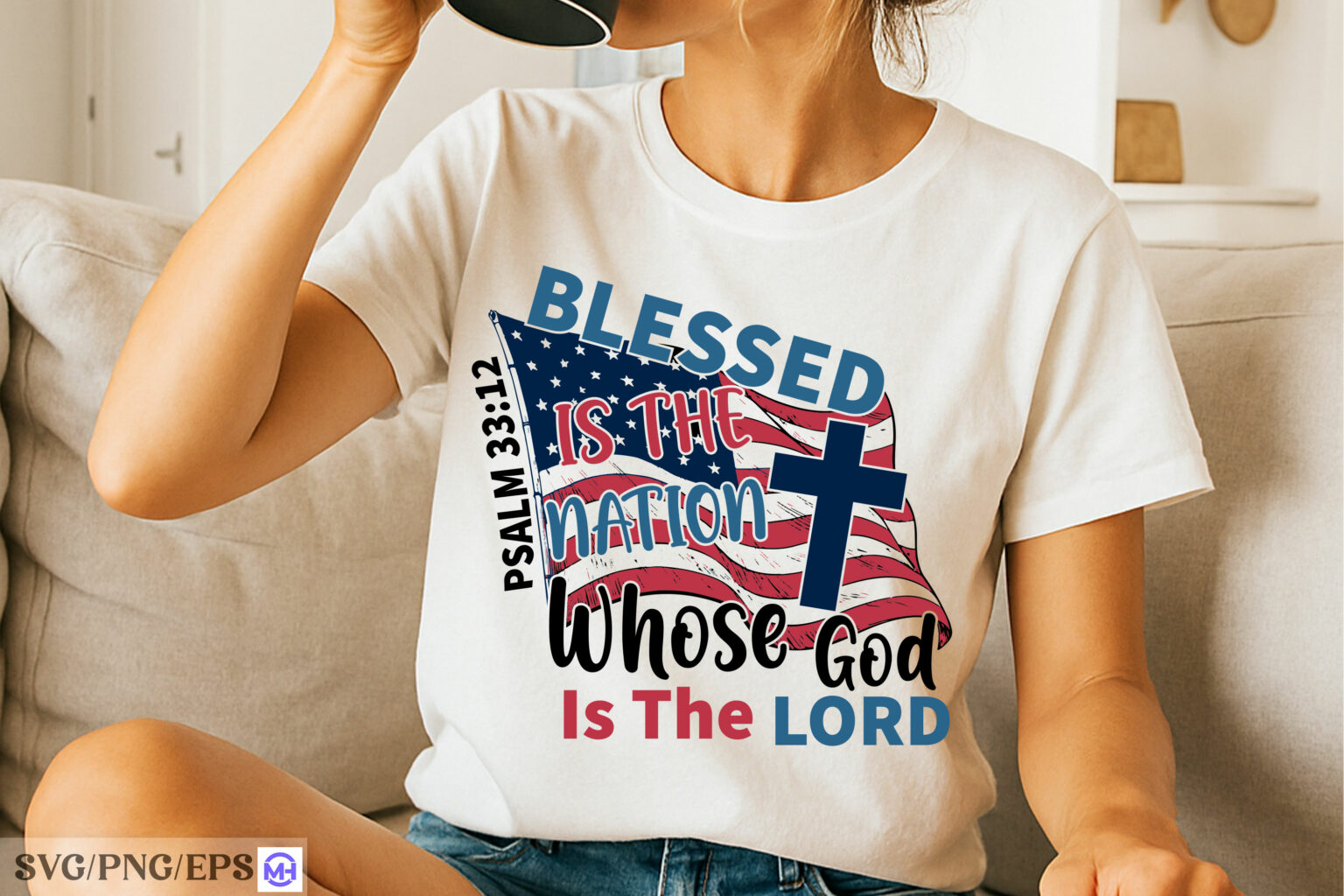 Blessed is the Nation Whose God SVG PNG - MasterBundles