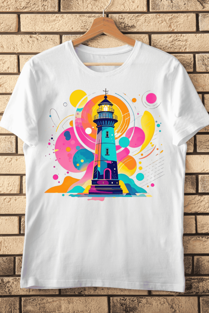 Psychedelic Lighthouse T-Shirt Design - MasterBundles