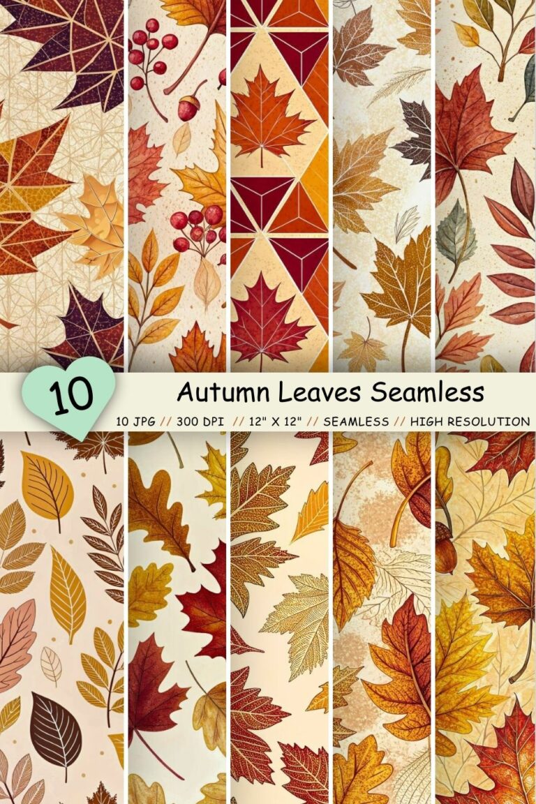 Autumn Leaves Seamless Pattern - Rust, Mustard & Burnt Orange - MasterBundles