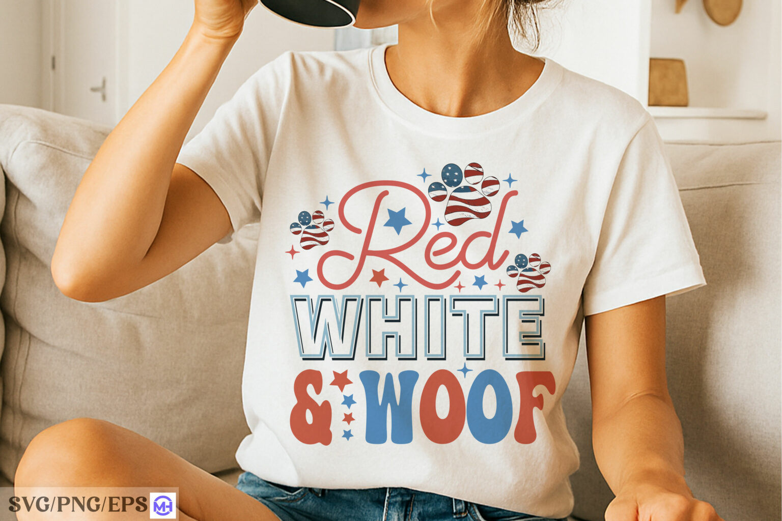 Red White and Woof 4th of July SVG PNG - MasterBundles