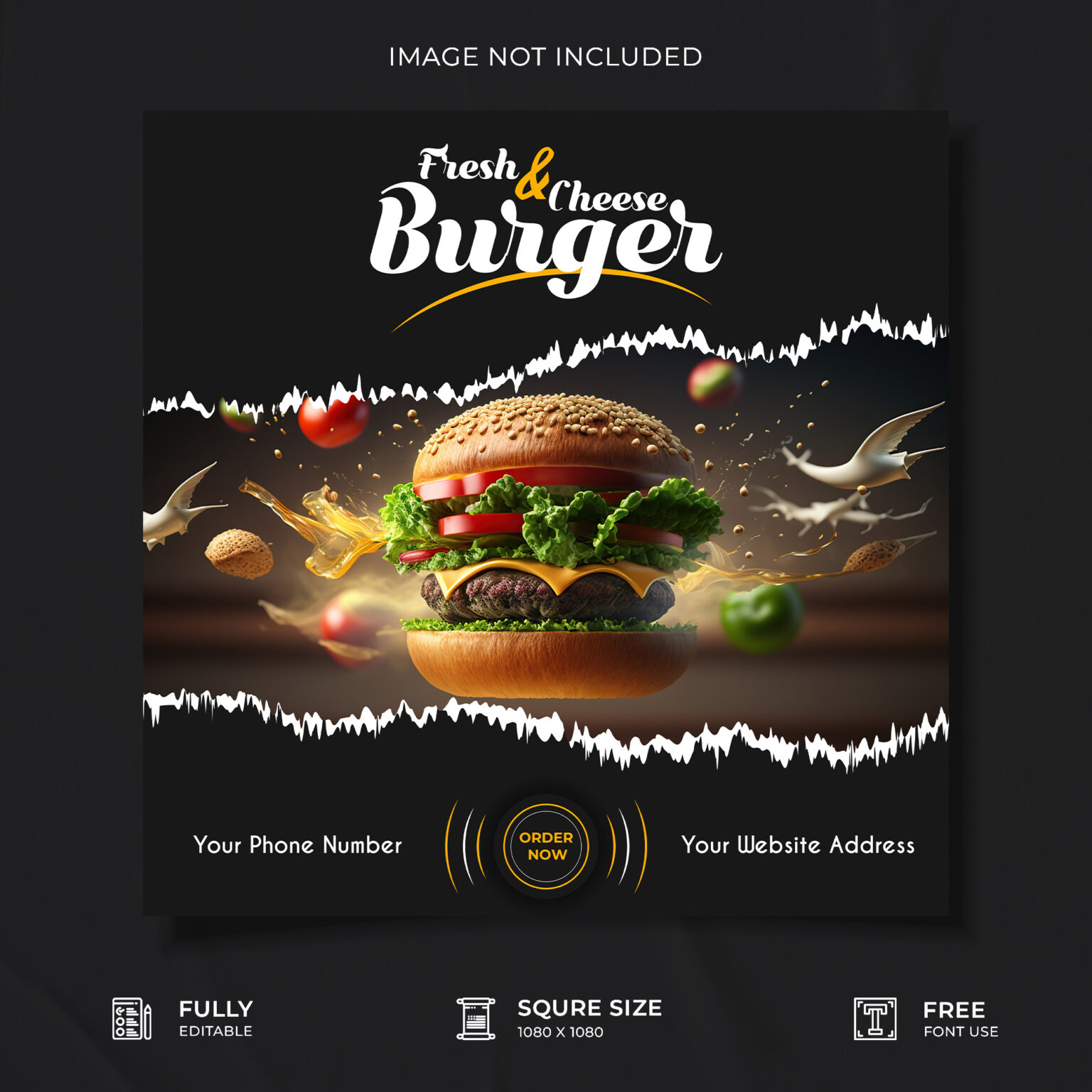 Creative burger restaurant social media poster template - MasterBundles