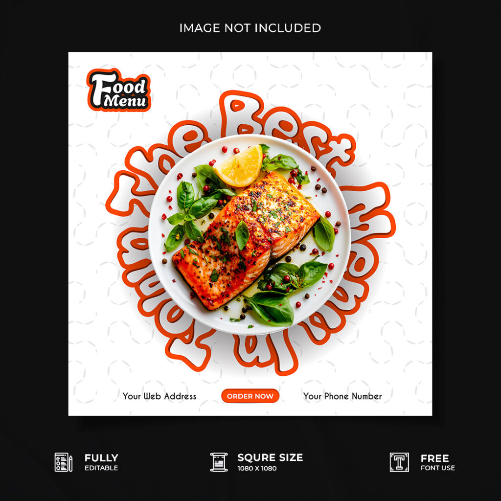 Restaurant food social media poster design - MasterBundles
