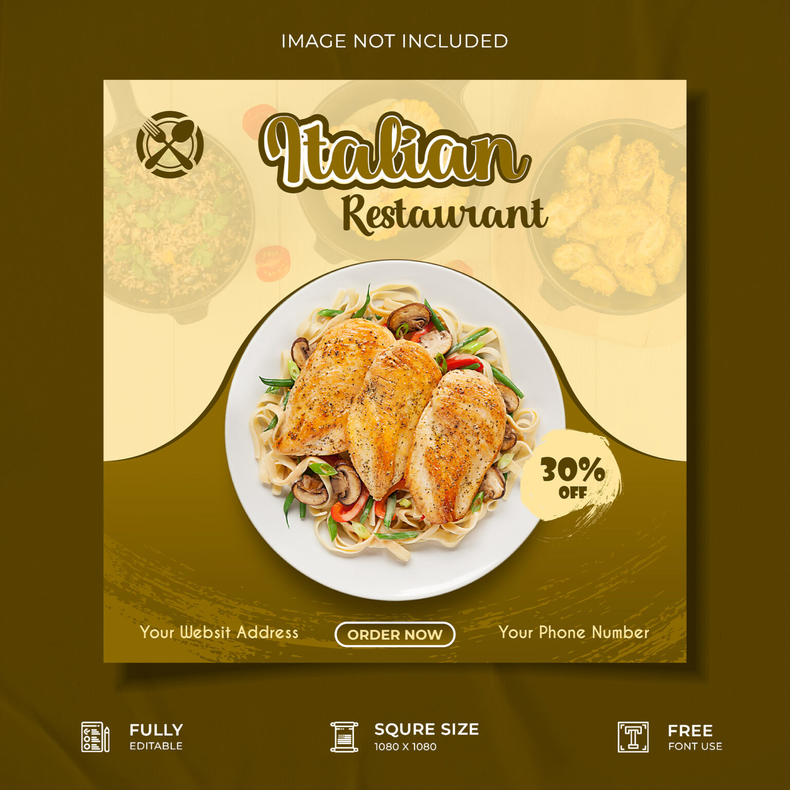 Italian restaurant food social media post design - MasterBundles