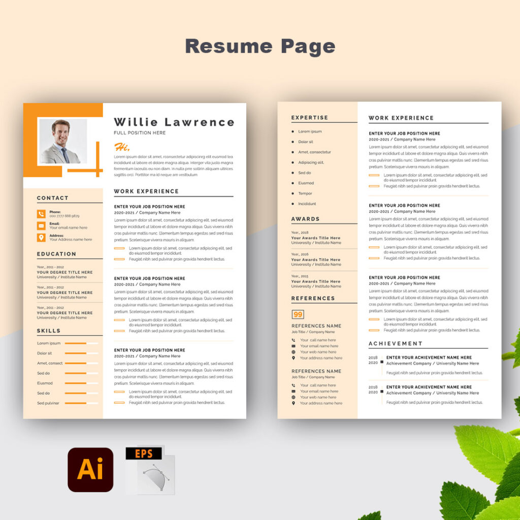 Yellow Creative Resume Layout - MasterBundles