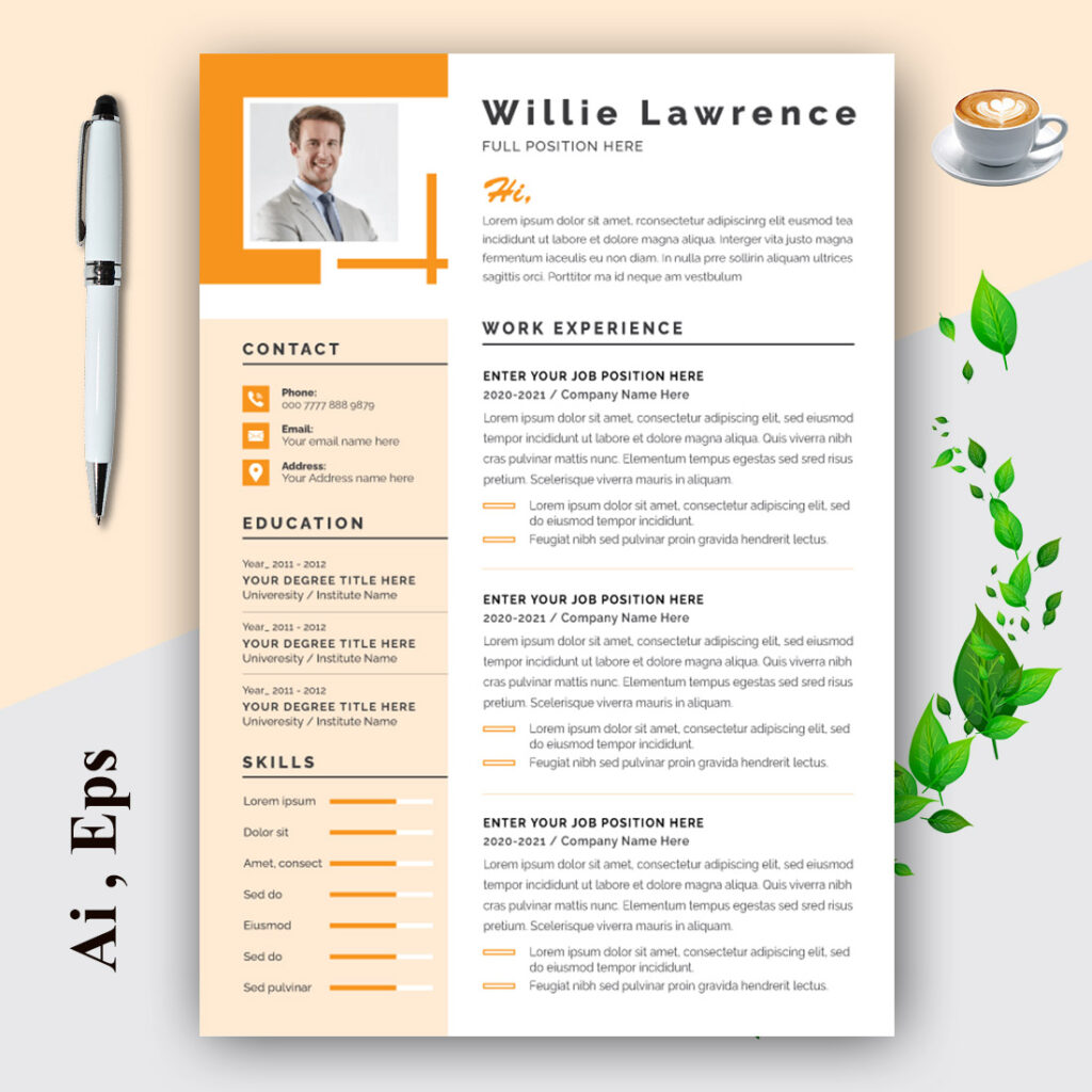 Yellow Creative Resume Layout - MasterBundles