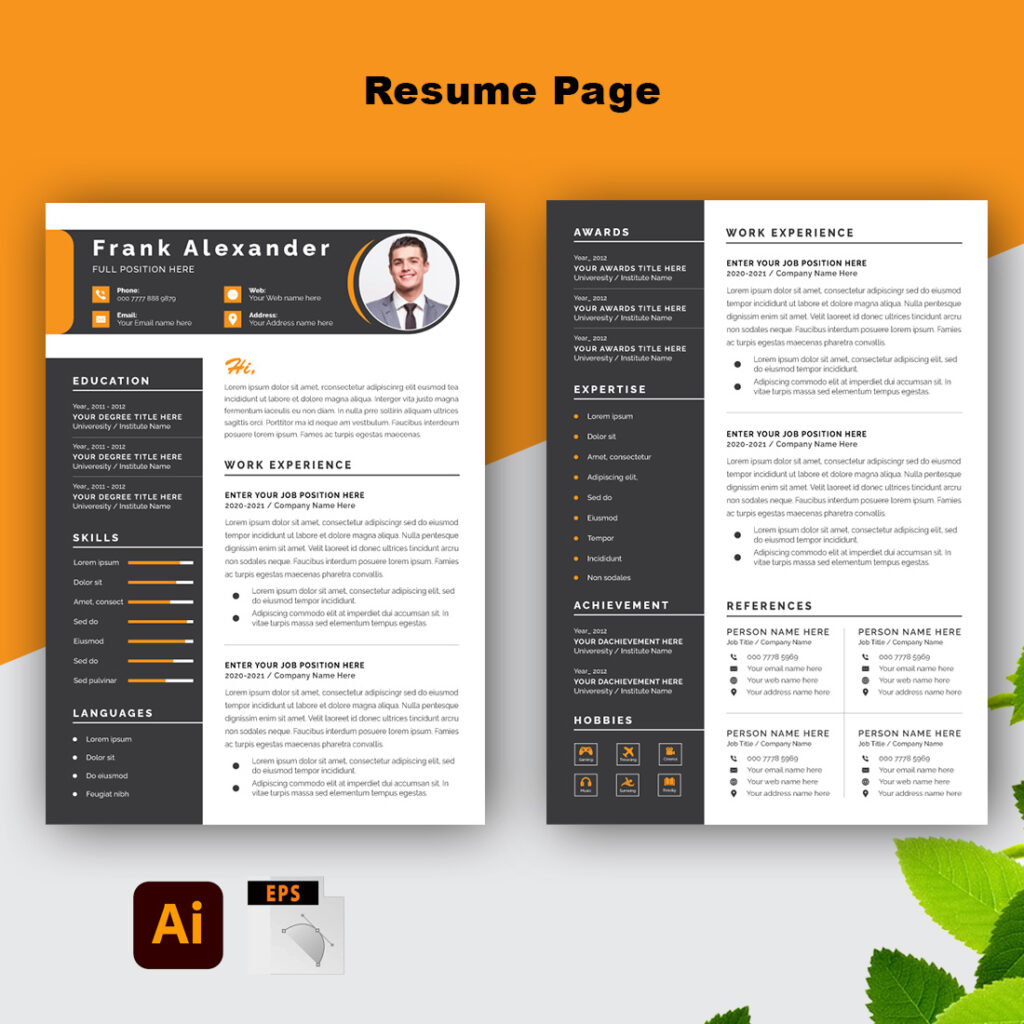 Black Sidebar Layout with Resume - MasterBundles