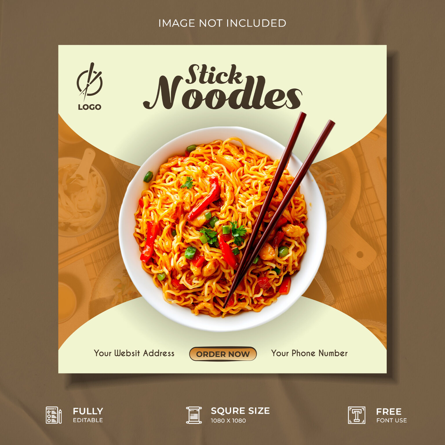 Restaurant stick noodles social media post design - MasterBundles