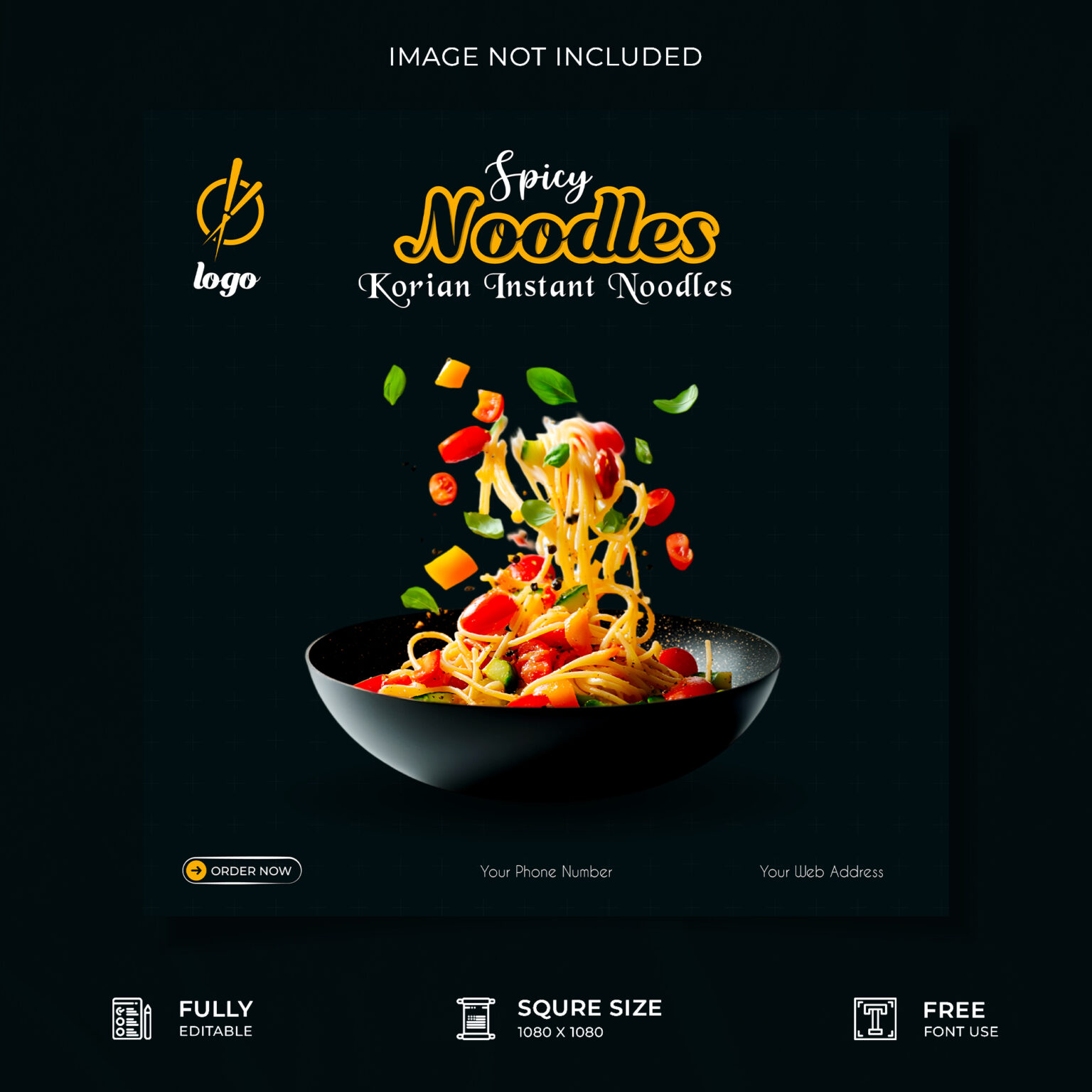 Korian instant noodles - restaurant food social media poster template ...