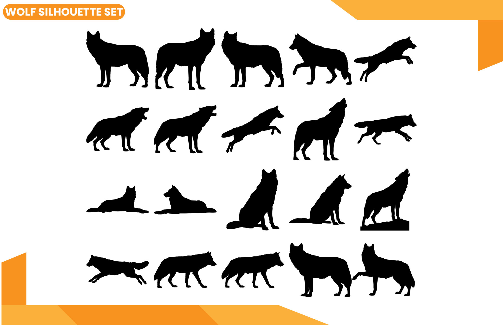 Wolf Silhouette Set - MasterBundles