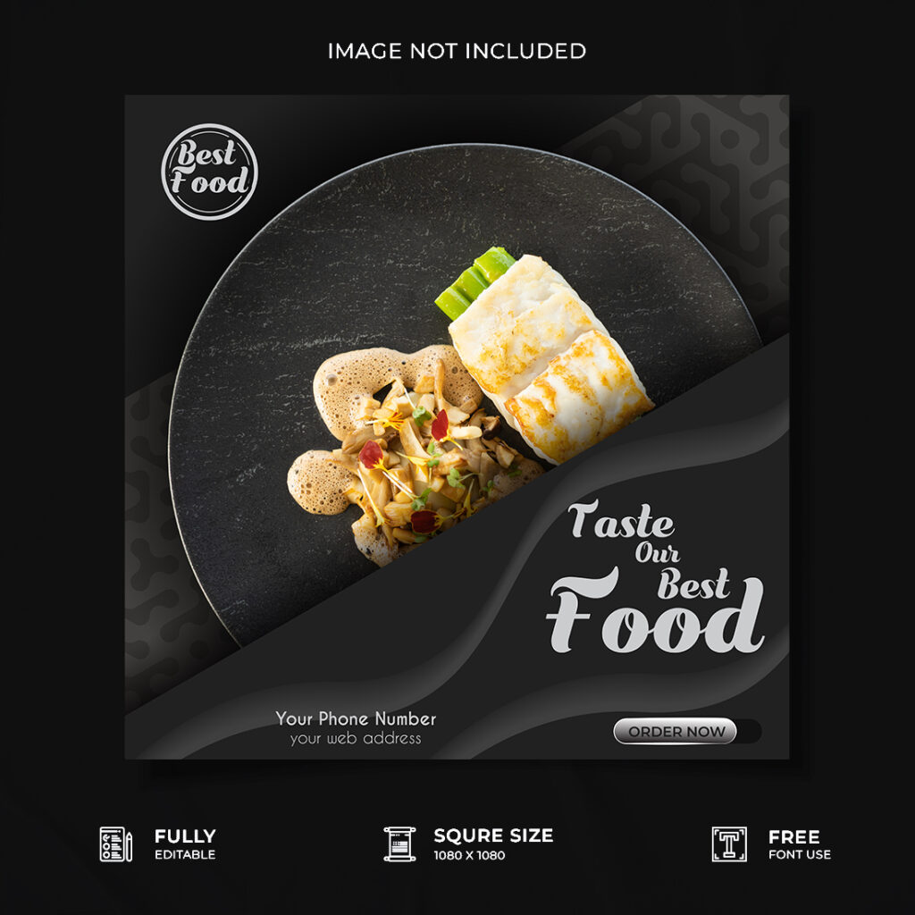 Restaurant food menu social media poster design - MasterBundles