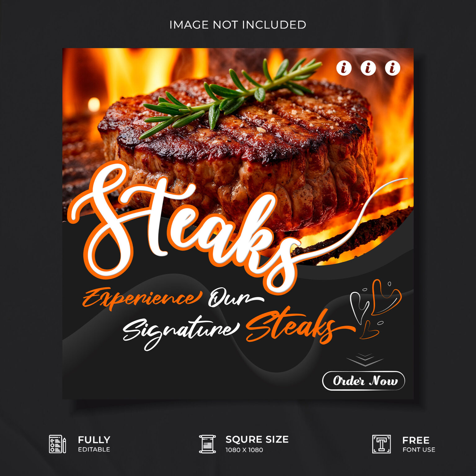 Steak restaurant food menu advertisement social media poster template ...