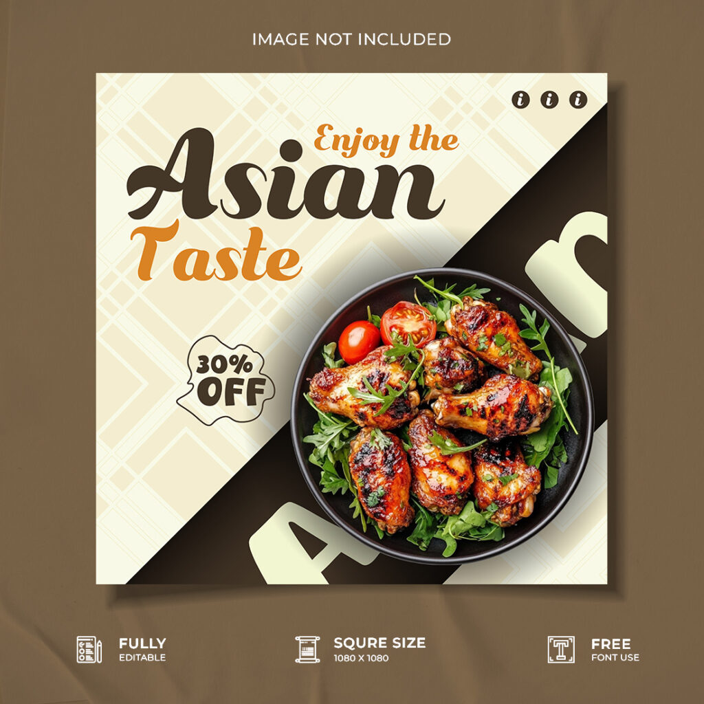 Asian food promotional food social media poster template - MasterBundles
