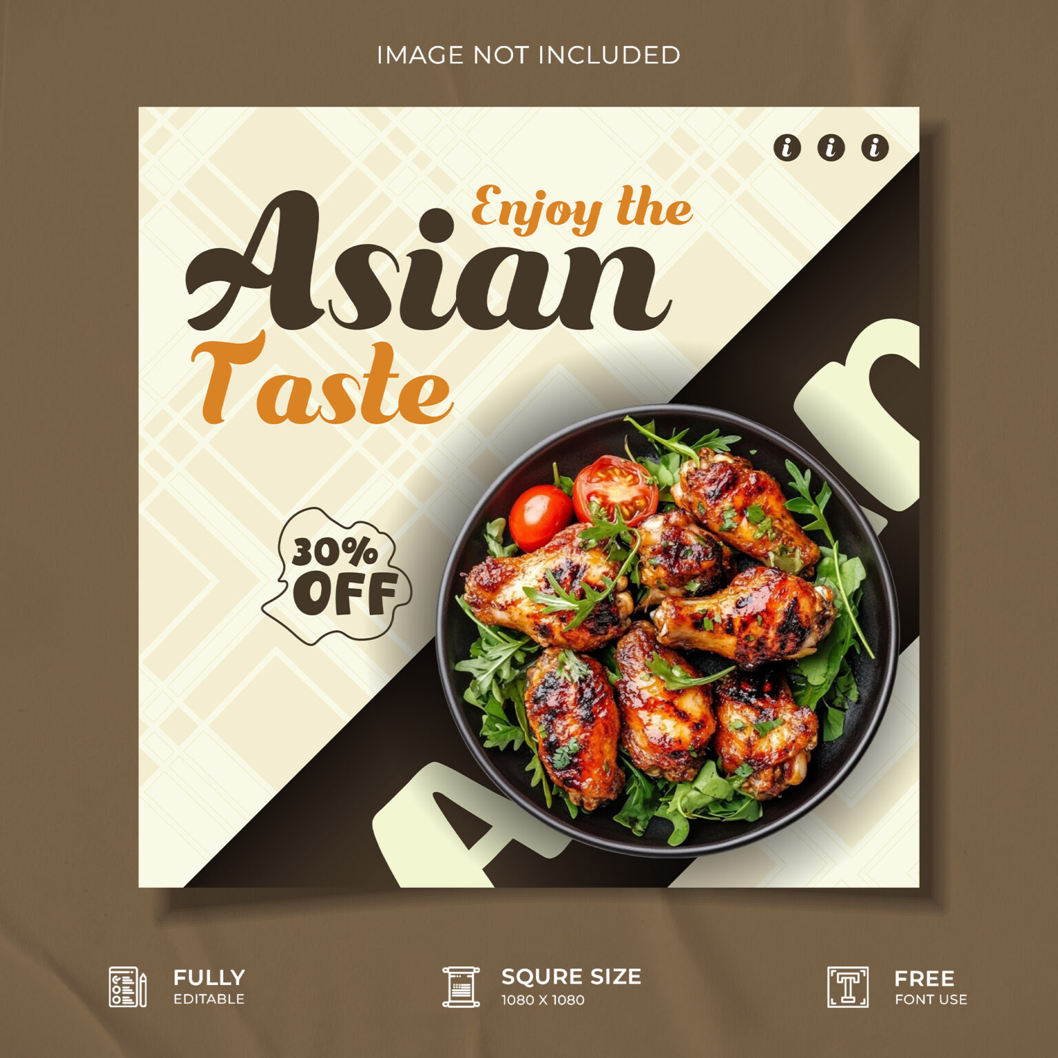 Asian food promotional food social media poster template - MasterBundles