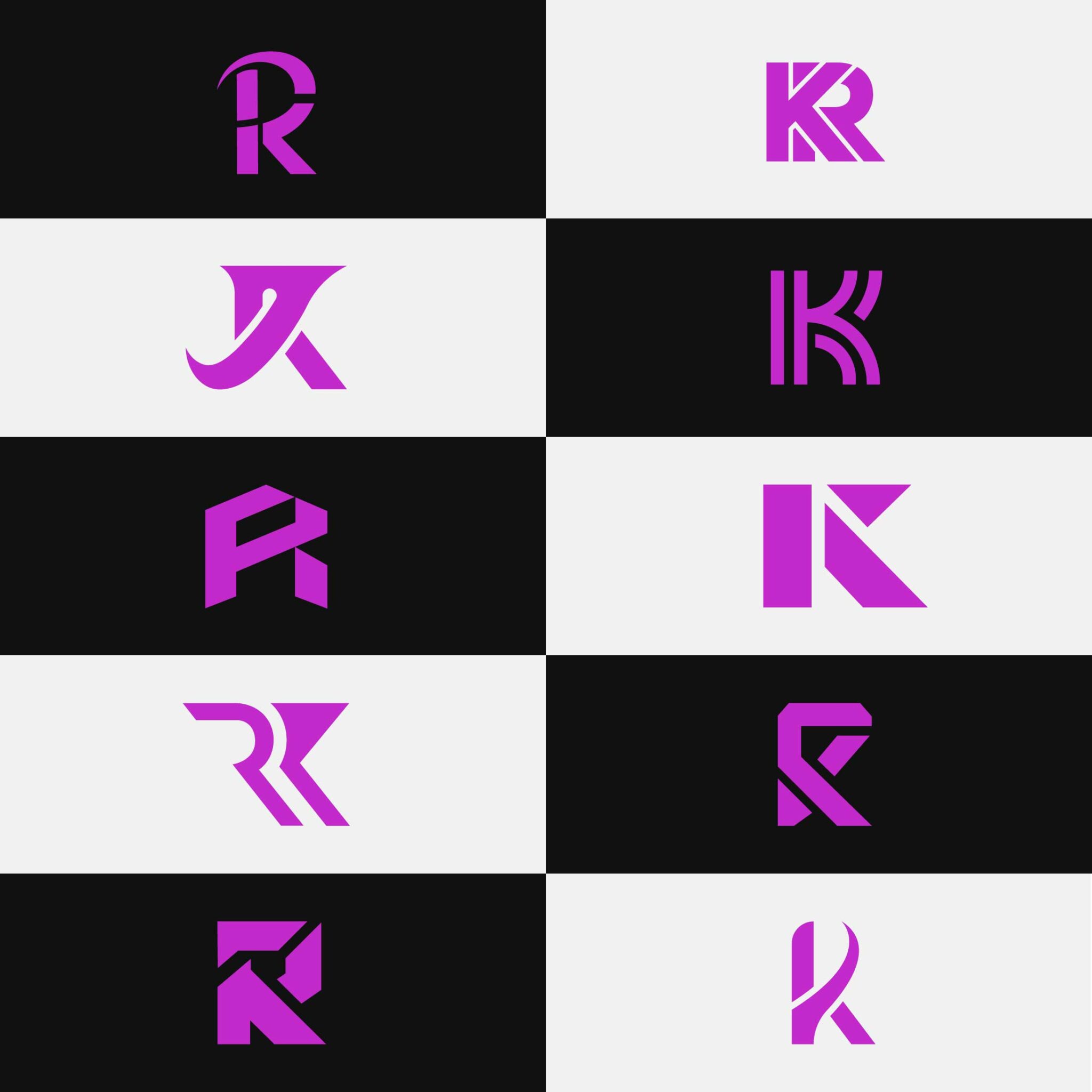 KR or RK Initial Logo Set Royal Typography Alphabet Design Collection ...