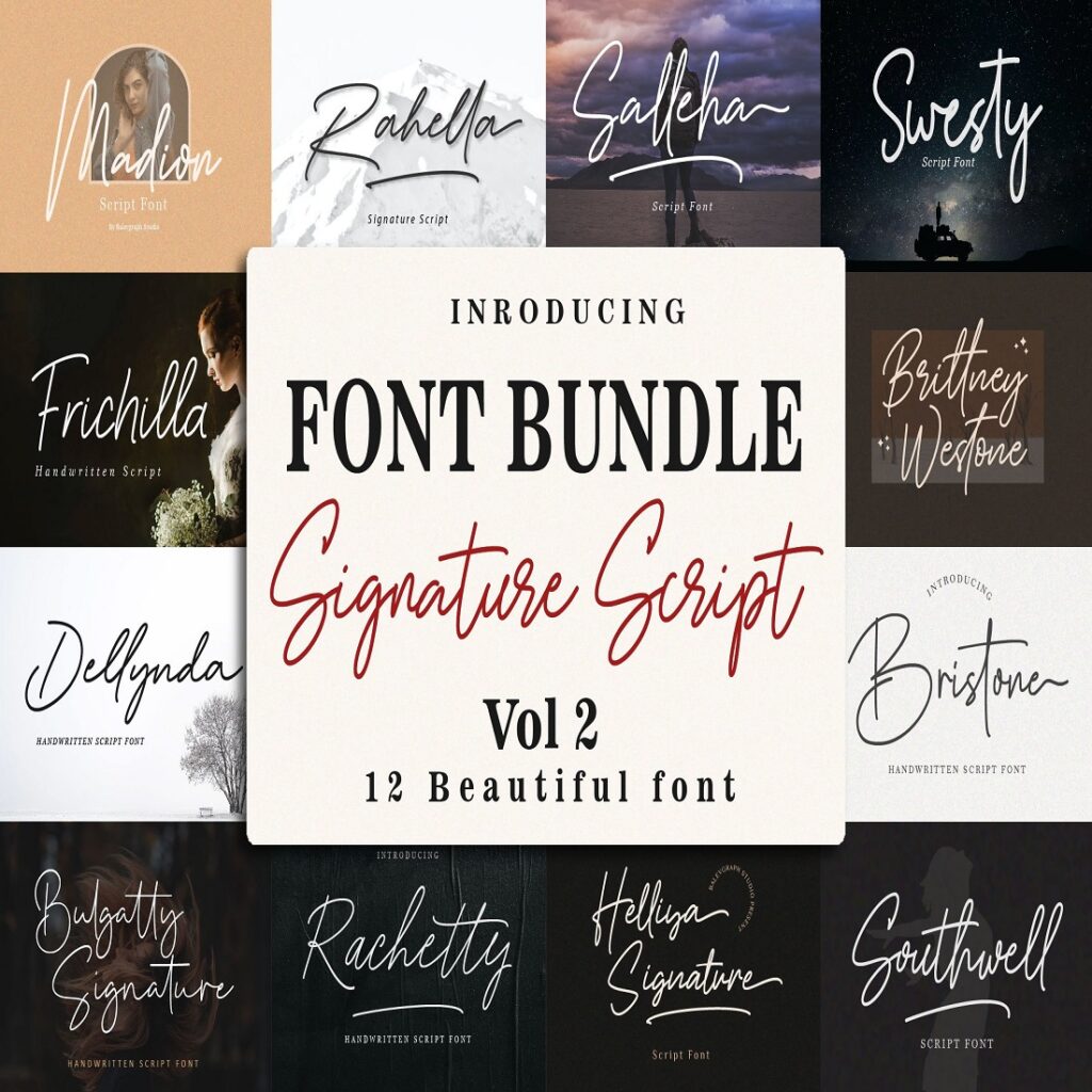 Font Bundle - Handwritten Signature Script Vol 2 - MasterBundles