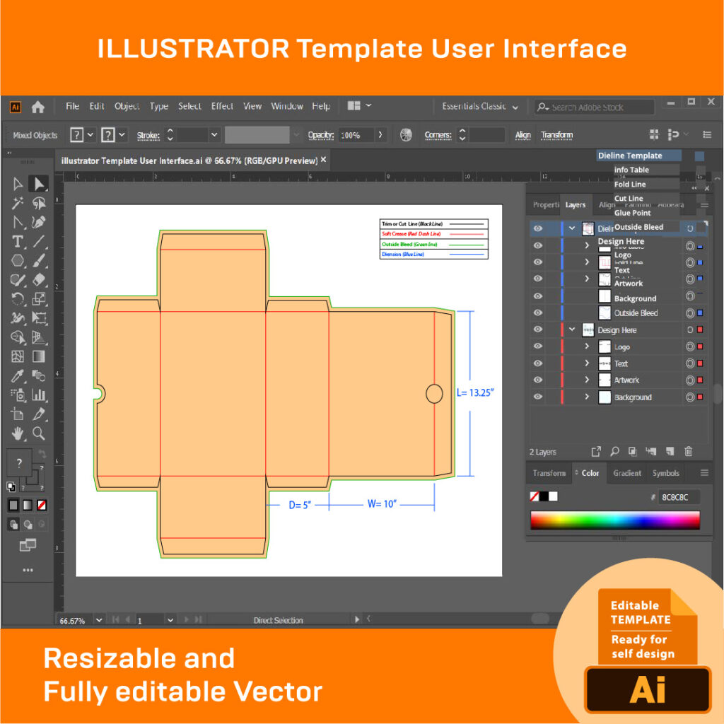 Bundle of 5 Plain Corrugated Shoe Boxes Dieline Templates - MasterBundles