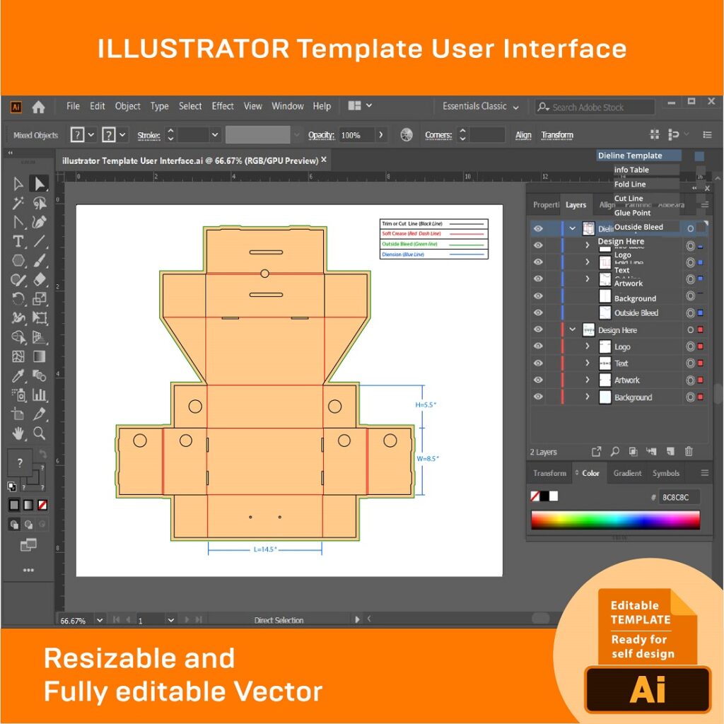 Bundle of 5 Rope Handle Shoe Boxes Dieline Templates - MasterBundles