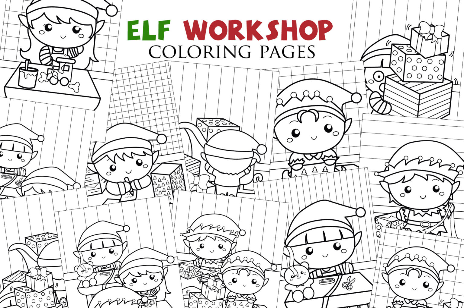 Cute Christmas Elf Workshop Character Kids Boy Girl Cartoon Holiday ...