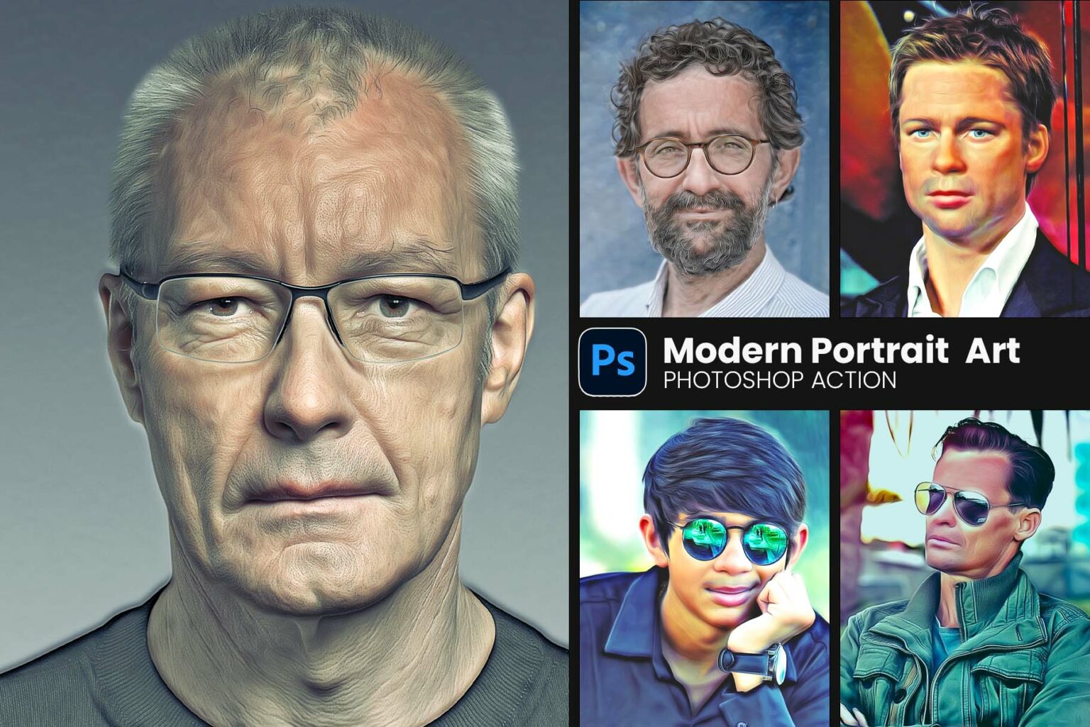Modern Portrait Art Photoshop Action - MasterBundles