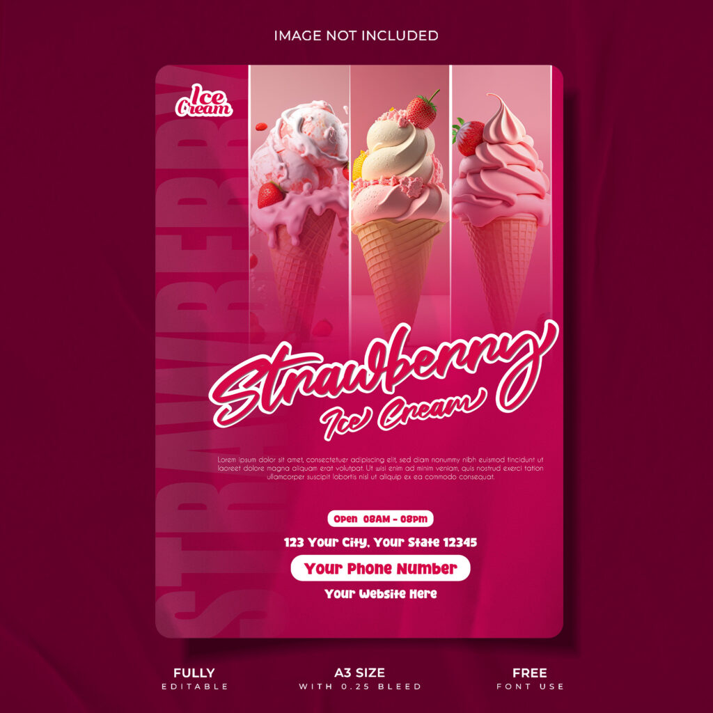 Professional Strawberry Ice Cream Professional Restaurant Menu Template ...