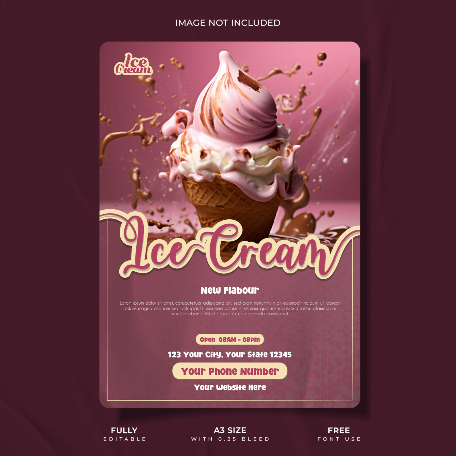 Cretive restaurant ice cream promotional poster design - MasterBundles